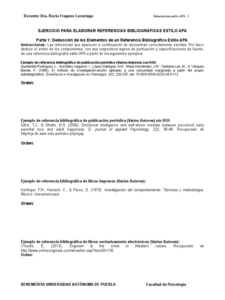 2a - Ejercicio de Referencias APA | PDF | Estilo apa | Publicación