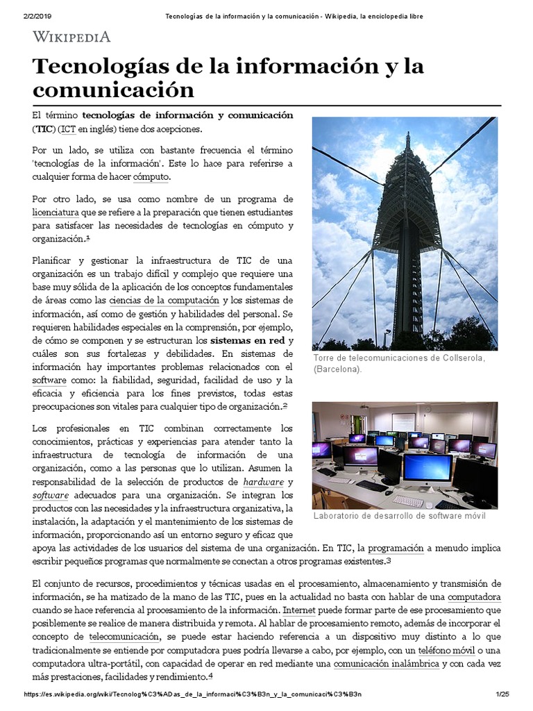 Tecnologías de La Información y La Comunicación - Wikipedia, La ...
