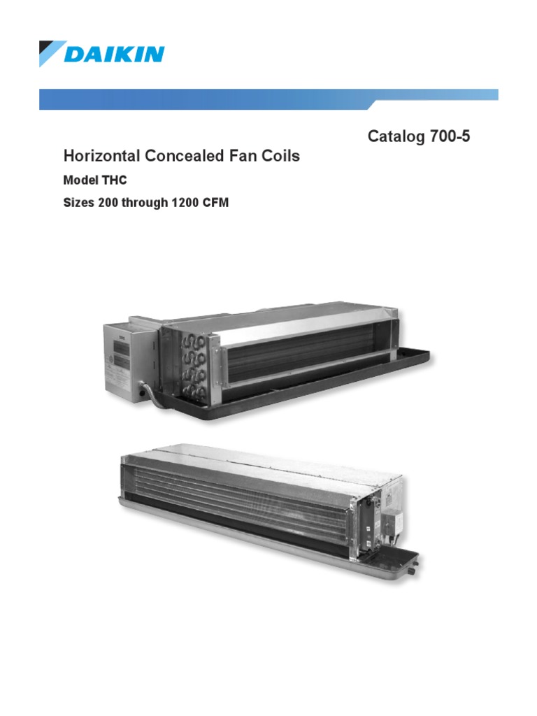 Catalogue FTHC Daikin CAT 700-5 LR Horz-Cncld Fan Coil Catalog | PDF ...