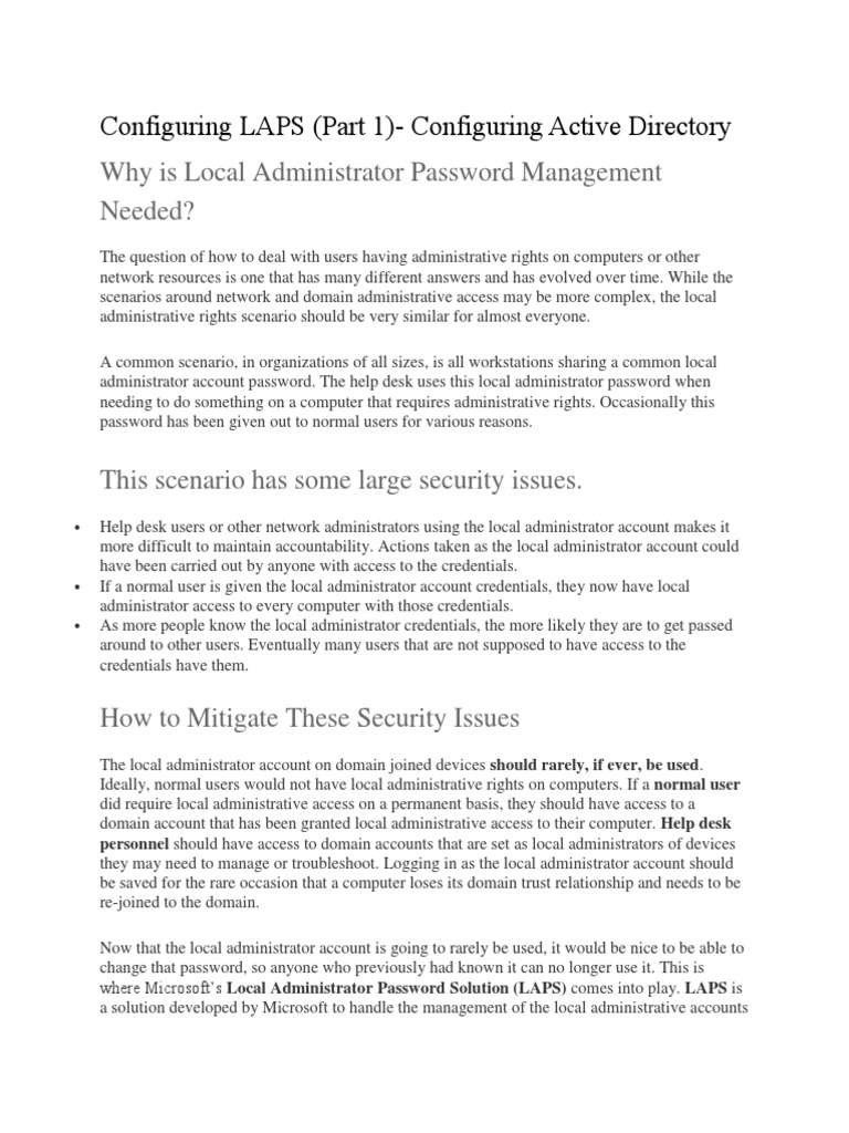 Configuring LAPS Part 1 | PDF | Active Directory | User (Computing)