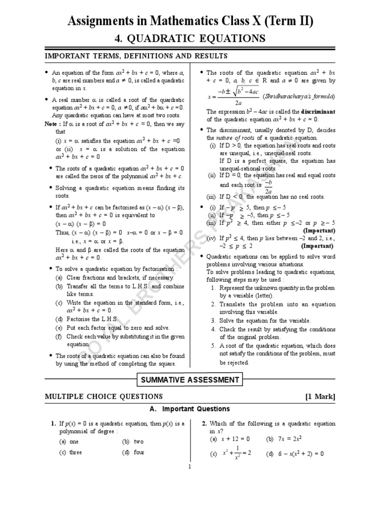 10 Qua Maths | PDF | Quadratic Equation | Zero Of A Function