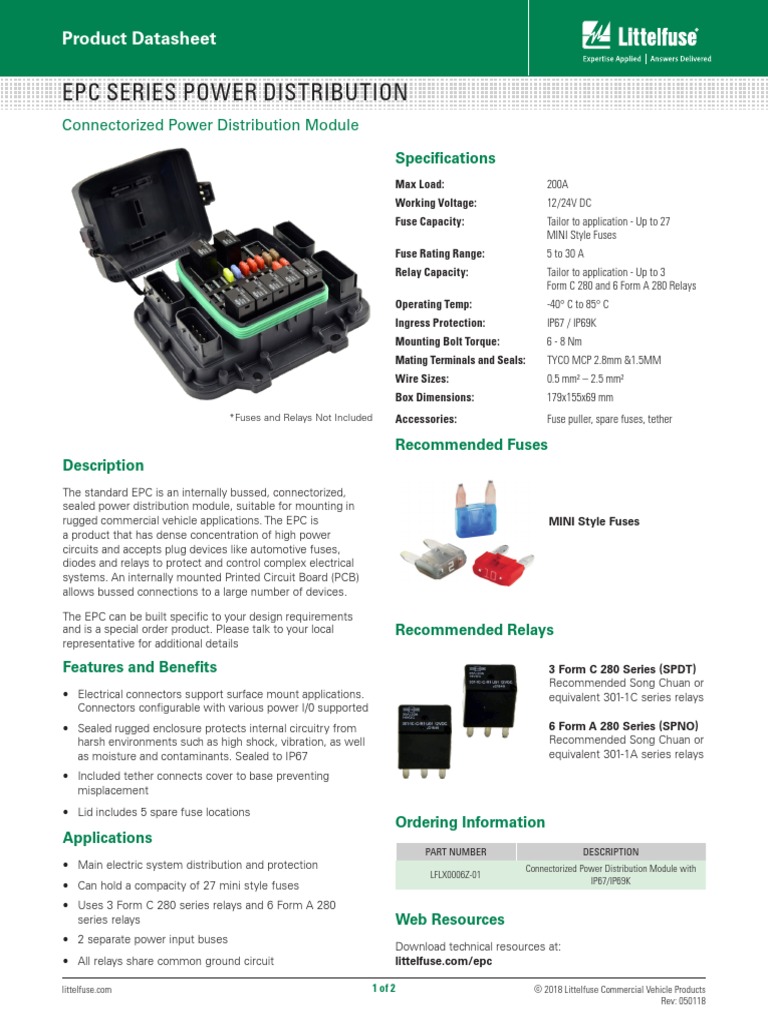 Littelfuse PDM EPC Datasheet | PDF | Fuse (Electrical) | Relay
