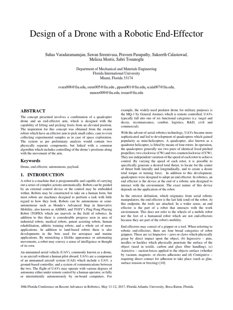Drone Design for Fruit Harvesting | PDF | Unmanned Aerial Vehicle ...