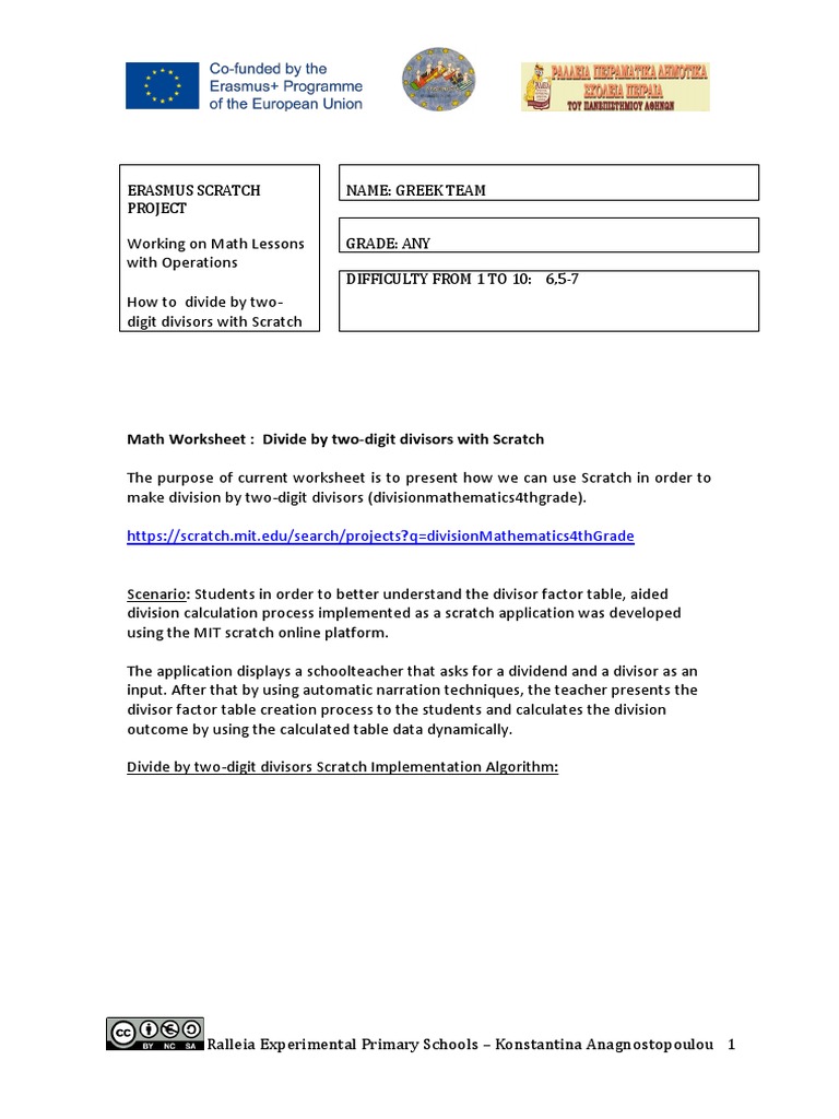 Math Worksheet | PDF | Division (Mathematics) | Algorithms