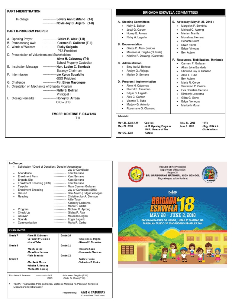 Brigada Eskwela Committees: Part I-Registration | PDF