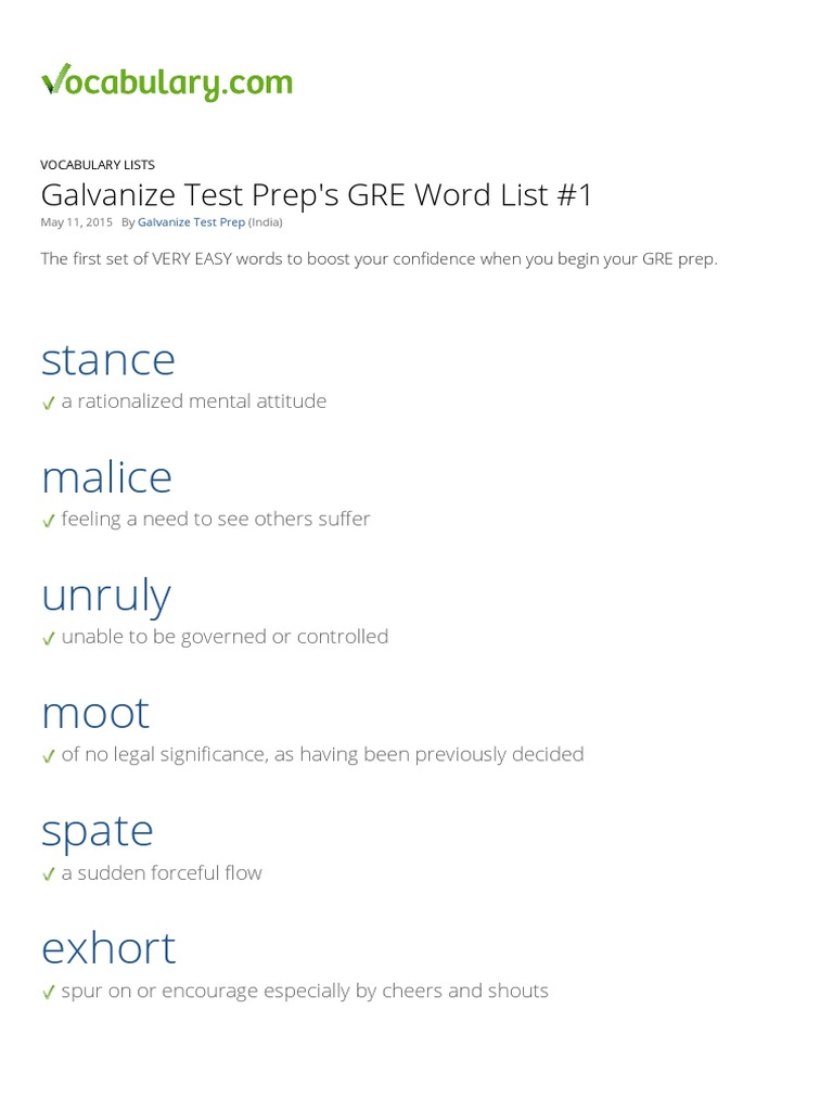 GRE Vocabulary Boost | PDF | Graduate Record Examinations | Reason