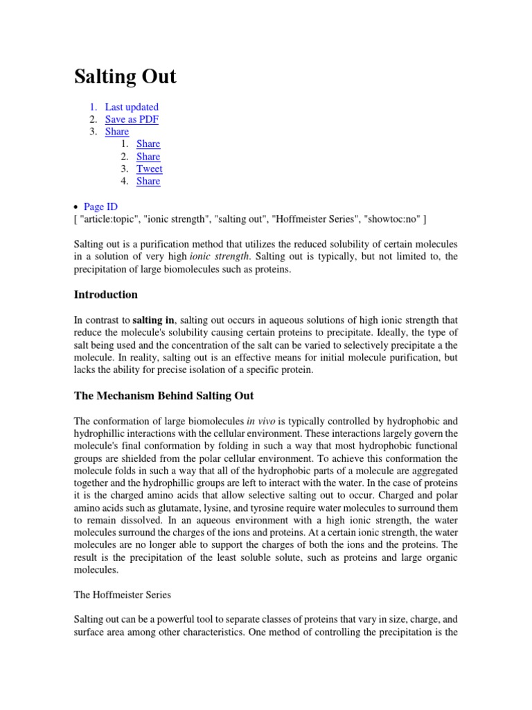 Salting Out: 1. Last Updated Save As PDF Share Share Share Tweet Share ...