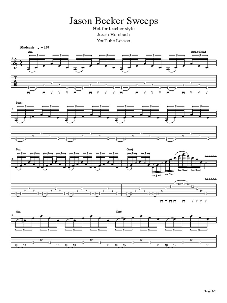 Jason Becker Sweep Techniques Tab | PDF