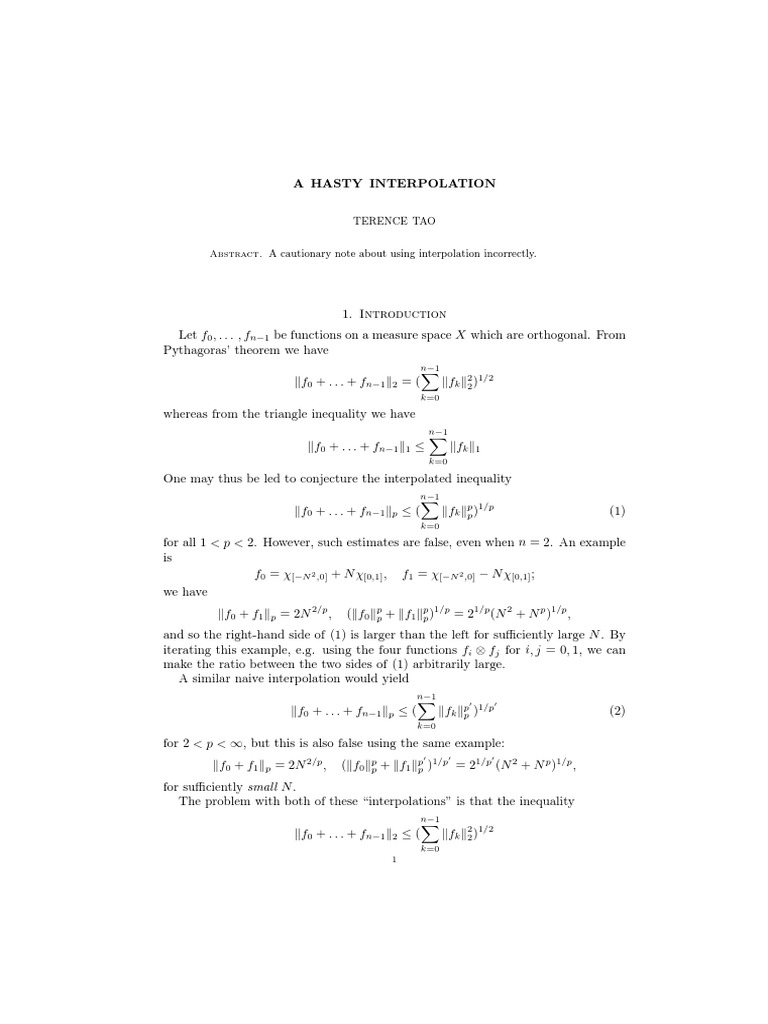 A Hasty Interpolation: Terence Tao | PDF | Interpolation | Abstract Algebra