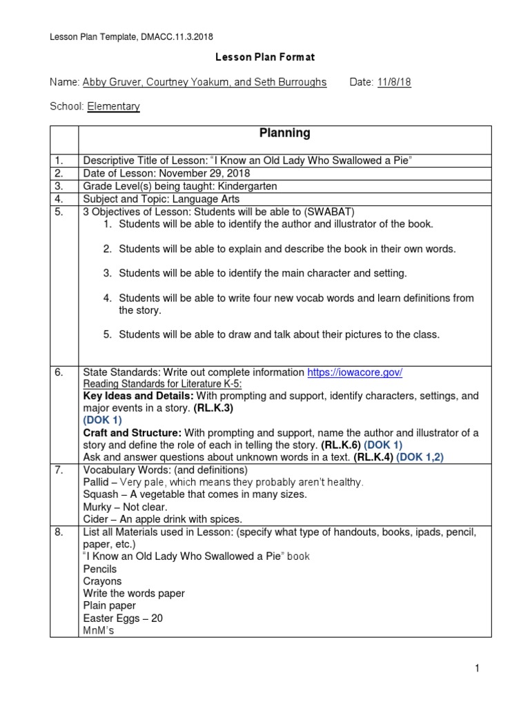 Lesson Plan Kindergarten | PDF | Lesson Plan | Communication
