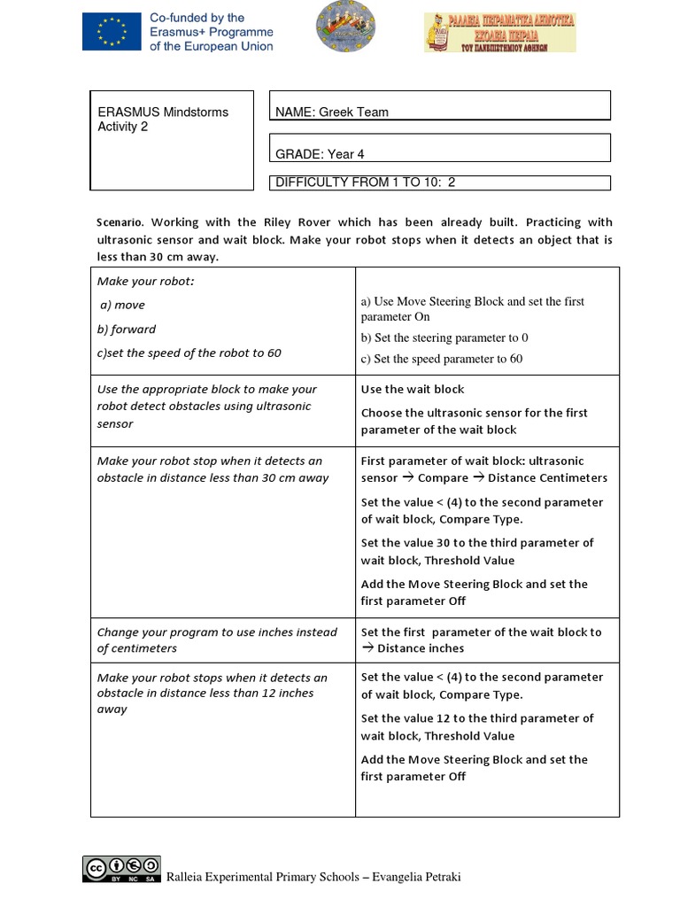 Worksheet 2: Lego Mindstorms EV3 | PDF
