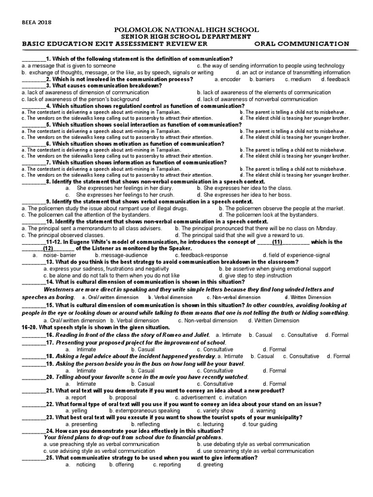 Reviewer Oral Comm | PDF | Nonverbal Communication | Communication