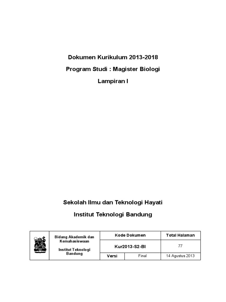 Silabus S2 Biologi ITB | PDF