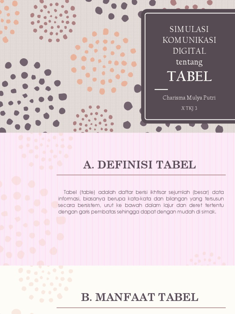 Power Point Tentang Tabel | PDF | Kajian Bahasa Asing