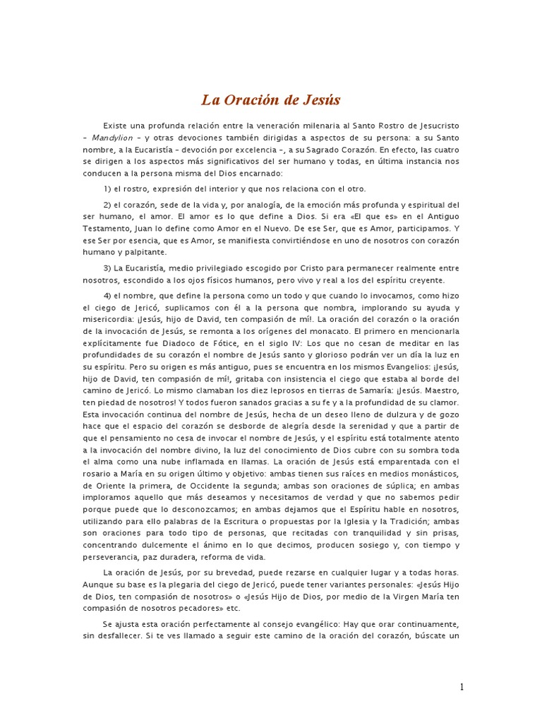 La Oracion De Jesus Pdf Oración Jesús