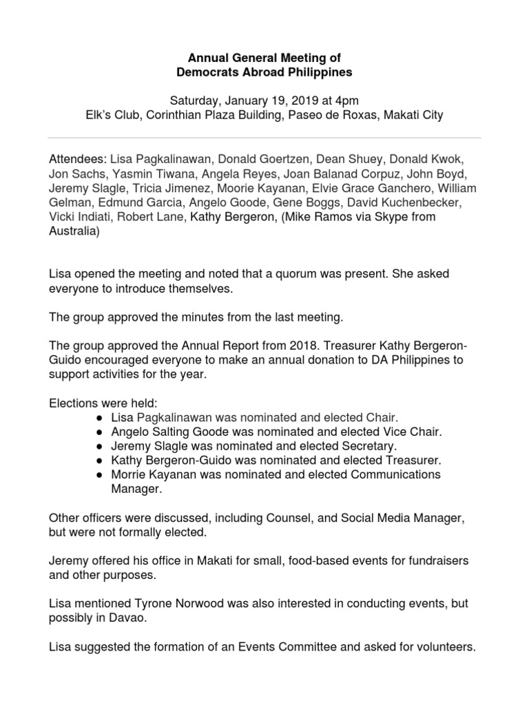 AGM Q1 Jan, 19,2019 Minutes | PDF