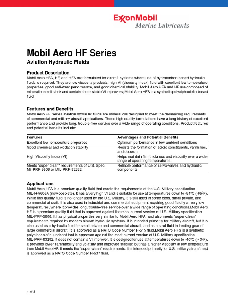 Mobil Aero HF Series (PDS) | PDF | Viscosity | Chemistry