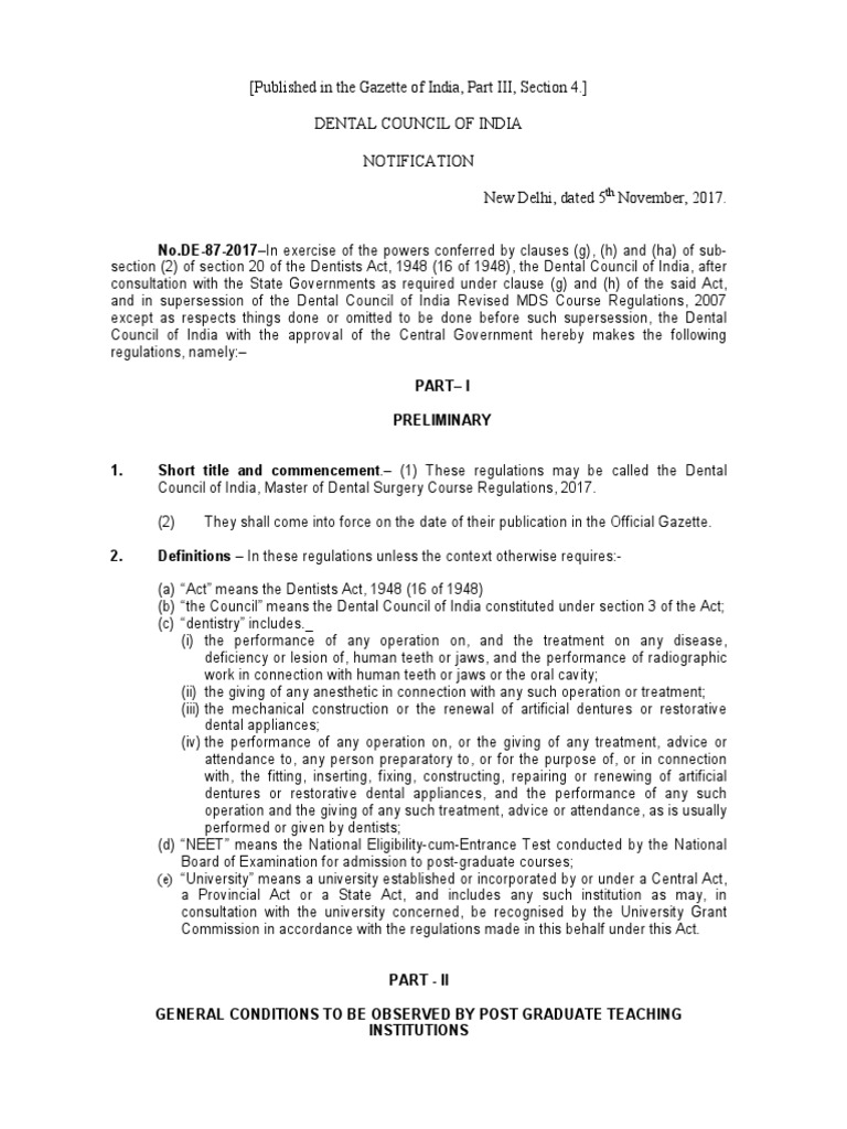 MDS Course Regulations 2017 | PDF | Postgraduate Education | Thesis
