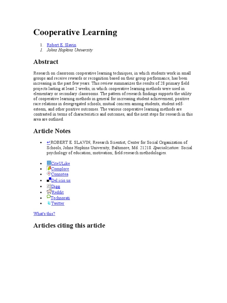 Cooperative Learning | PDF | Fluency | Expert