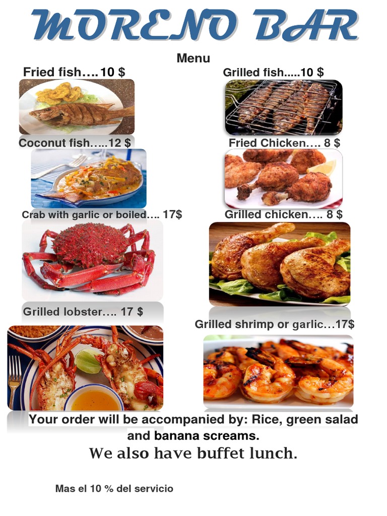 Menú Cayo Levantado Moreno, English | PDF | Western Cuisine | Regional ...