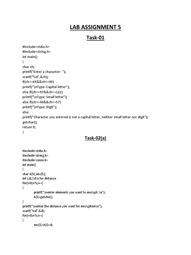 Lab Assignment 5: Task-01 | PDF | Array Data Structure | String (Computer Science)