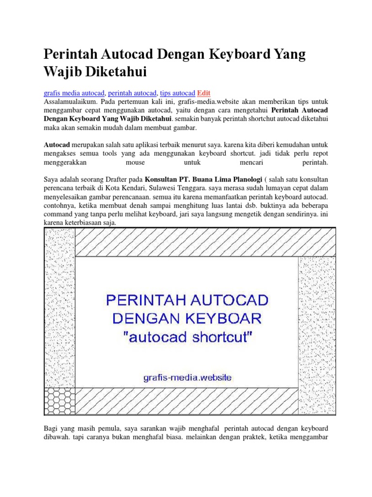 Perintah Autocad Dengan Keyboard Yang Wajib Diketahui | PDF