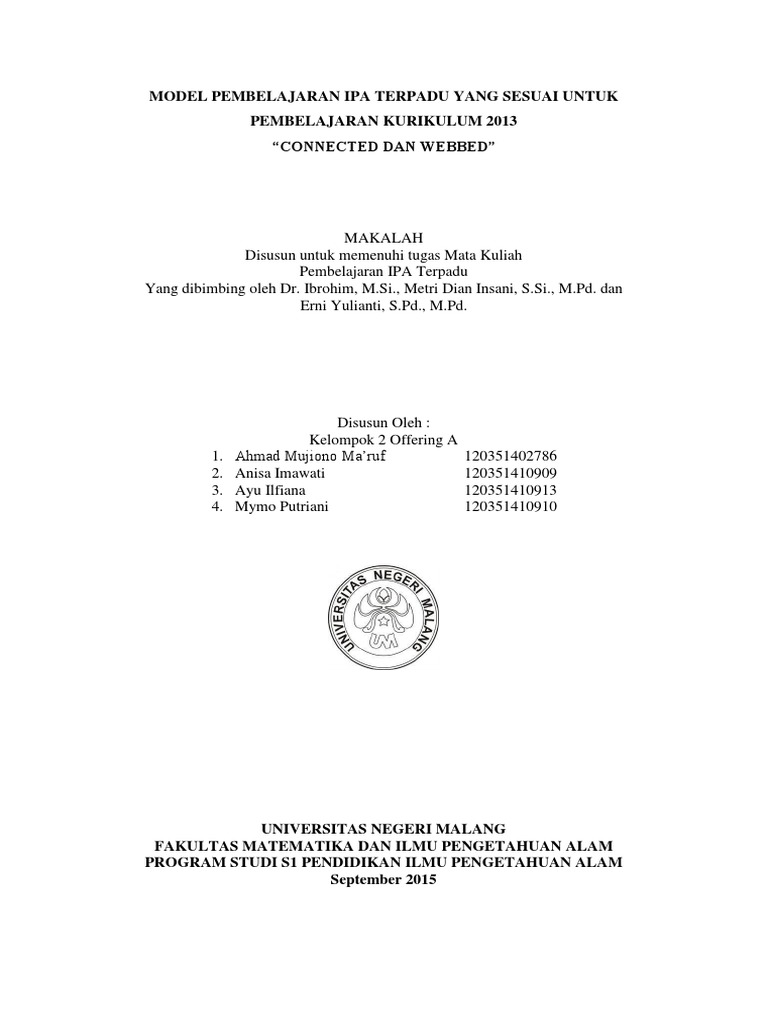 Model Pembelajaran Ipa Terpadu Yang Sesuai Untuk Pembelajaran Kurikulum ...