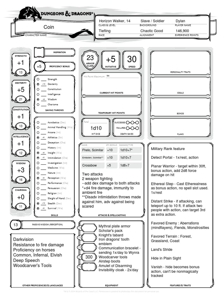 Character Sheet - Alternative - Form Fillable | PDF | Role Playing ...