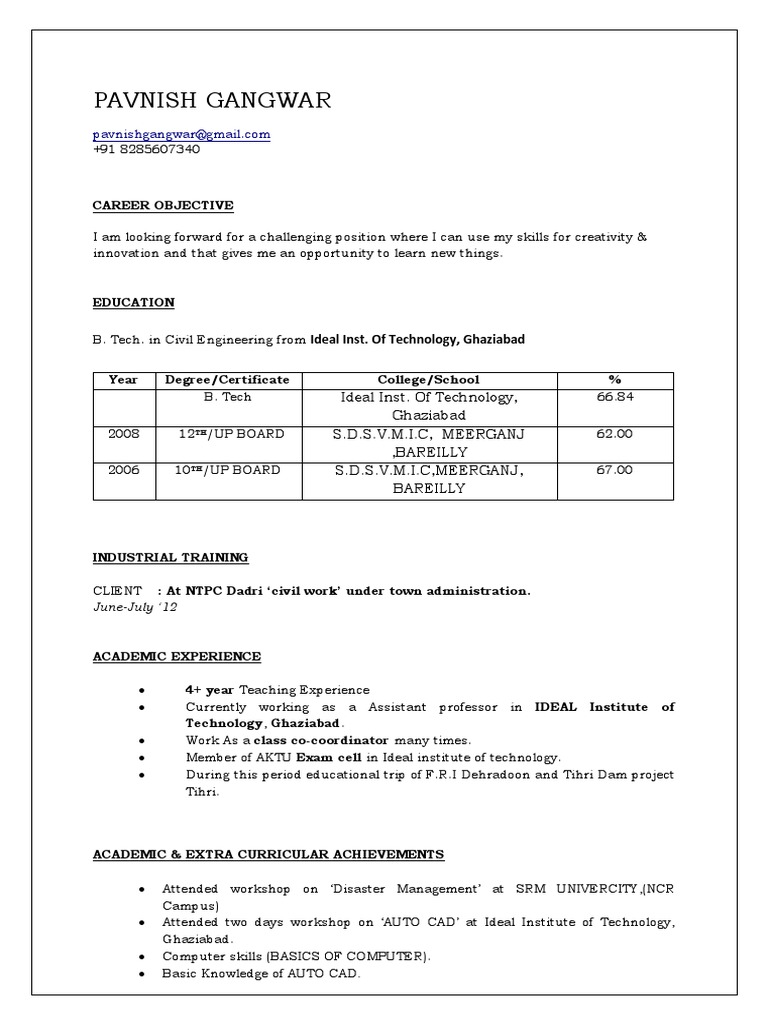 Pavnish Gangwar: Career Objective | PDF | Change | Engineering