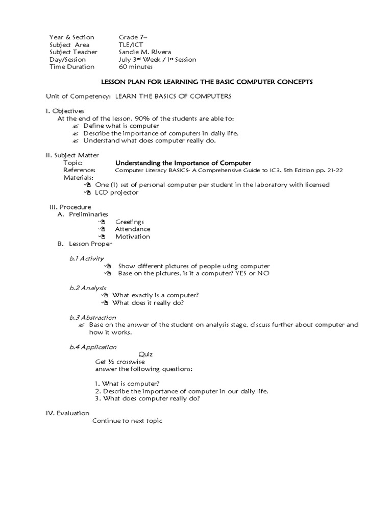 Grade 7 LP | PDF | Educational Technology | Lesson Plan