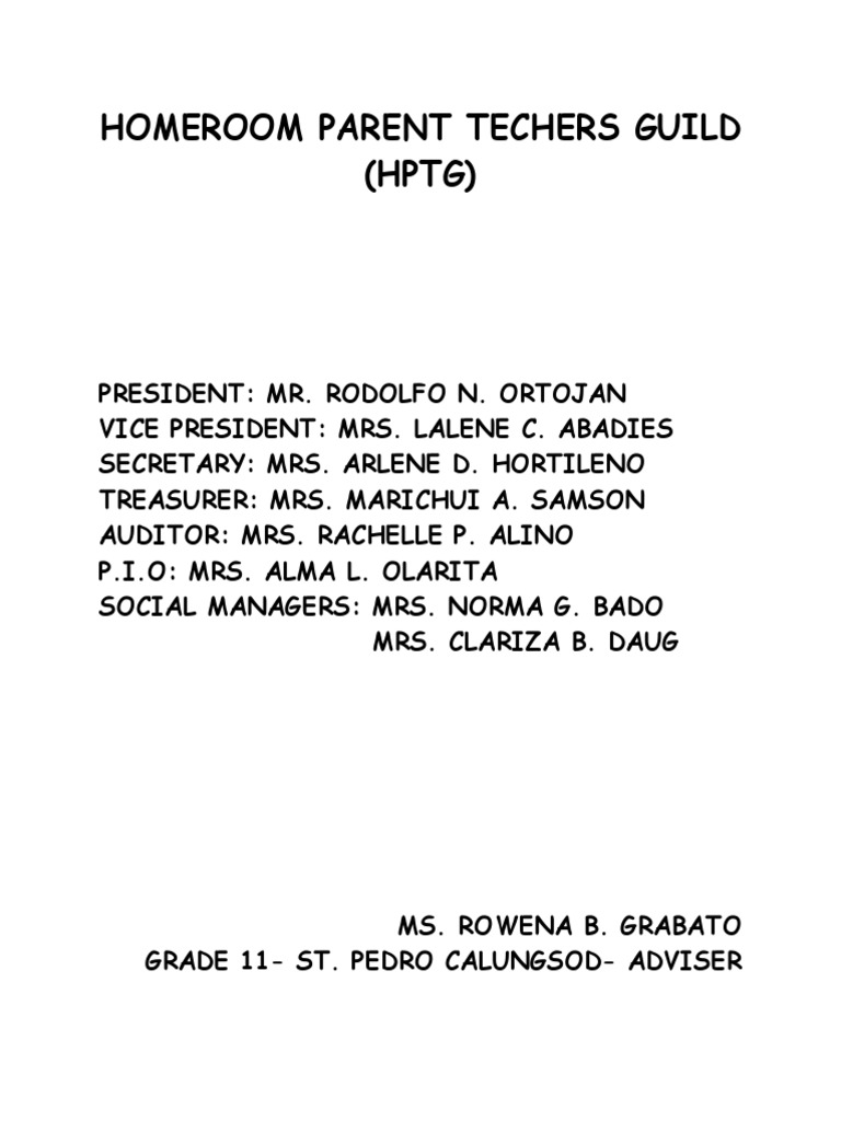 Homeroom Parent Techers Guild | PDF