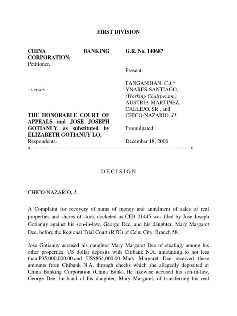 China Banking Vs CA | PDF | Deposit Account | Discovery (Law)