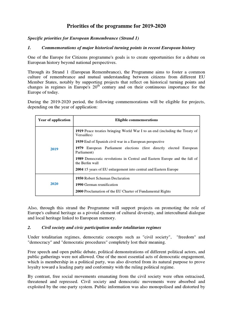Priorities of The Programme For 2019-2020 | PDF | Enlargement Of The ...