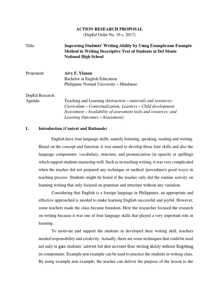 Action Research Proposal Examples