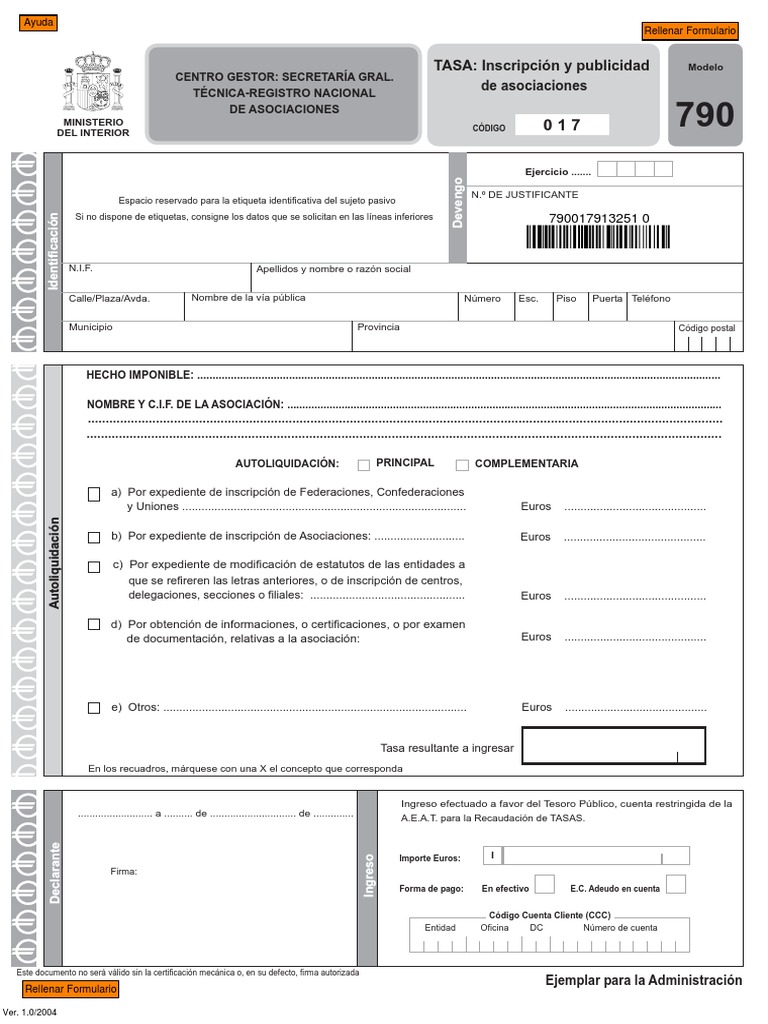 Tasa - Modelo 790 PDF | PDF | Devengo | Business