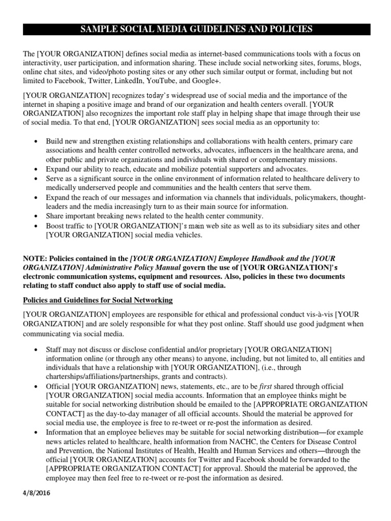 Sample Social Media Policies | PDF | Social Media | Popular Culture ...