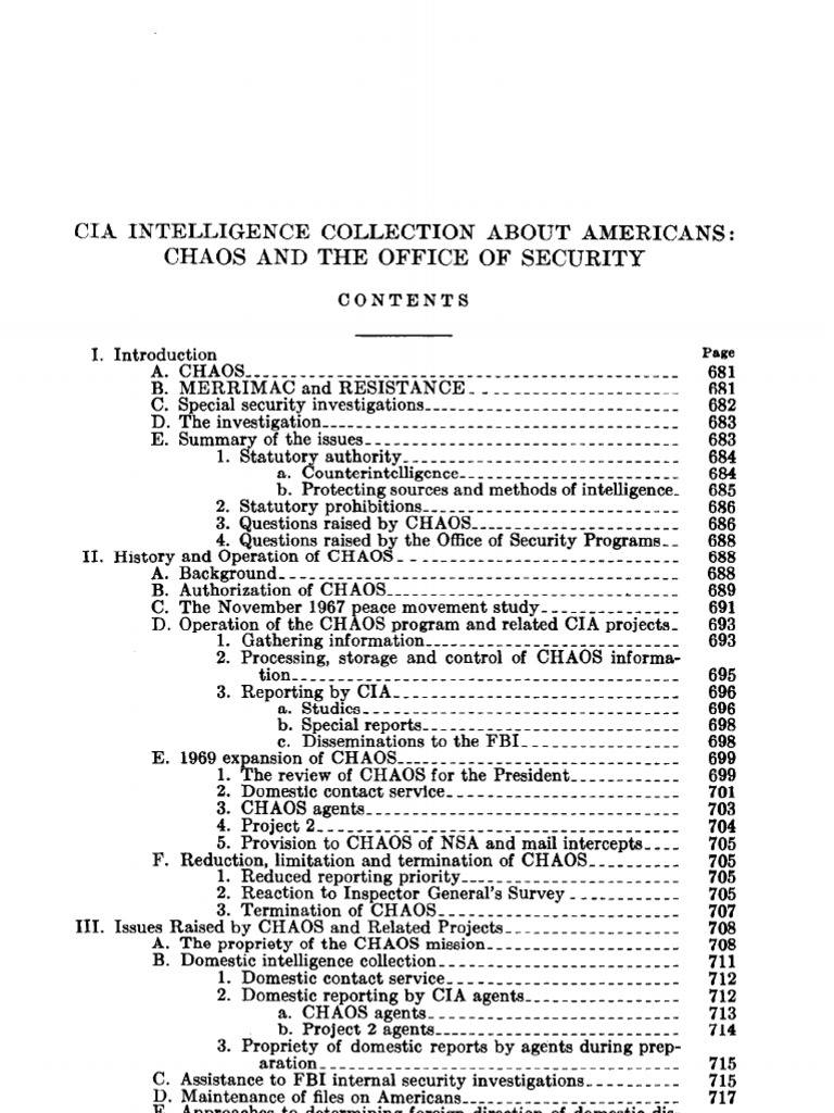 CIA Intelligence Collection About Americans - Chaos and The Office of ...