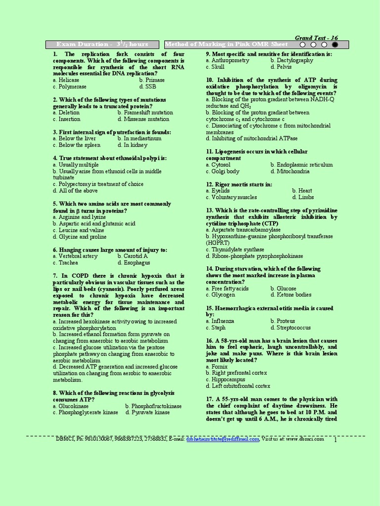 Grand Test 36 | PDF | Biosynthesis | Radiation Therapy