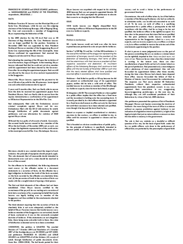 C7. Licaros vs. Sandiganbayan | PDF | Crime & Violence | Crime Thriller