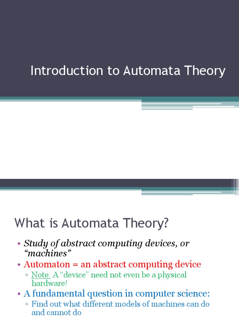 Theory of Automata - Introduction | PDF | Automata Theory | Theory Of ...