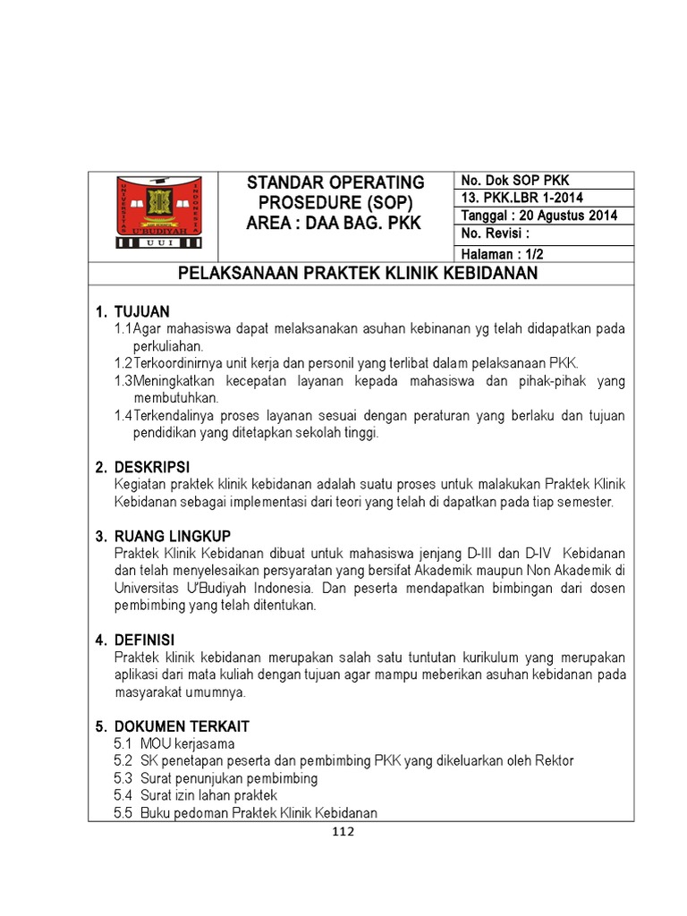 Sop Penyusunan Pembimbing Dan Peserta PKK | PDF