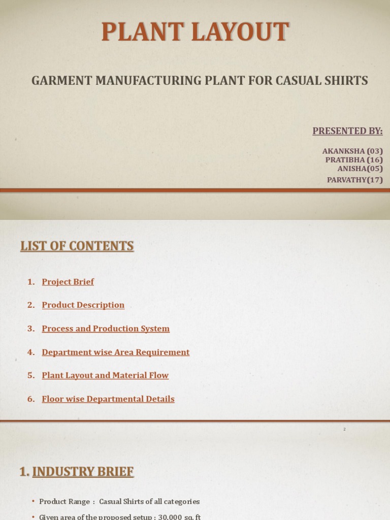 Garment Manufacturing Plant Layout Guide | PDF | Warehouse | Sewing