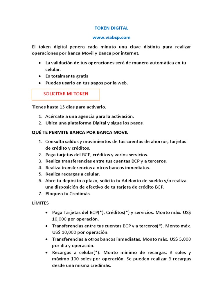 BCP Token Digital | PDF | Bancos | Tarjeta de crédito