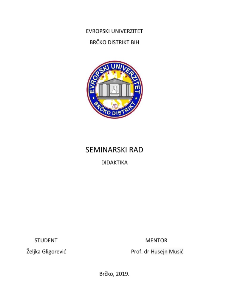 Seminarski Rad: Evropski Univerzitet Brčko Distrikt Bih | PDF