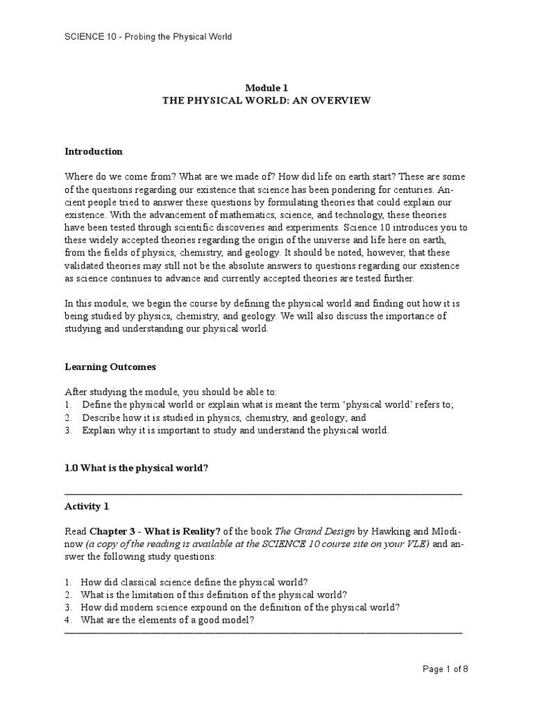Science 10 Module 1 (1-7) | PDF | Universe | Science