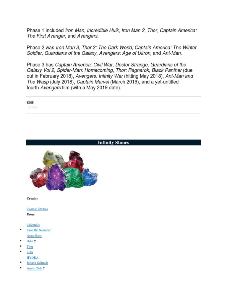 The First Avenger, and Avengers.: Infinity Stones | PDF | Loki (Comics)