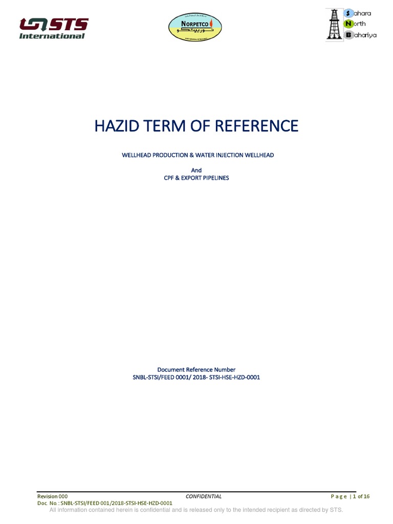 HAZID Term of Reference | PDF | Emergency Management | Hazards