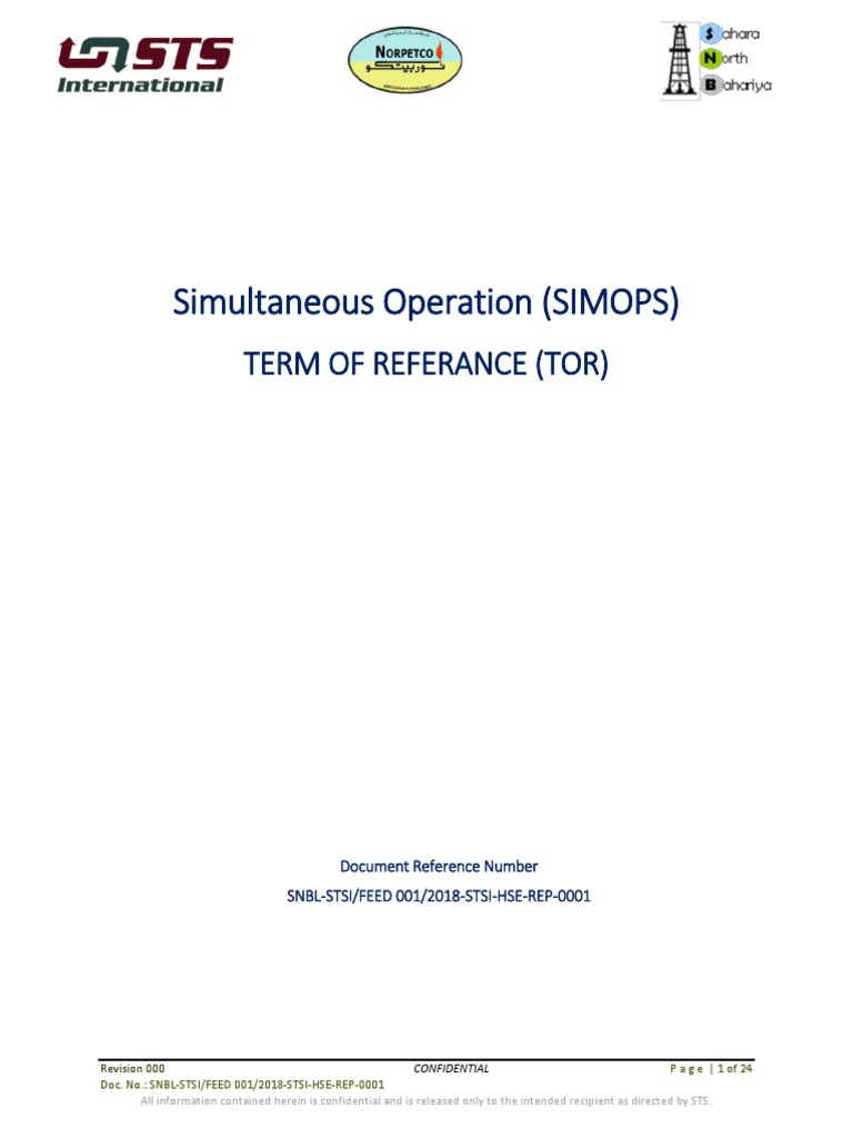 Simultaneous Operation (SIMOPS) : Term of Referance (Tor) | PDF | Crane ...
