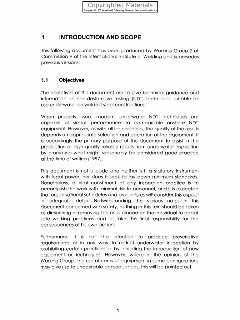 I Introduction and Scope | PDF | Underwater Diving | Nondestructive Testing