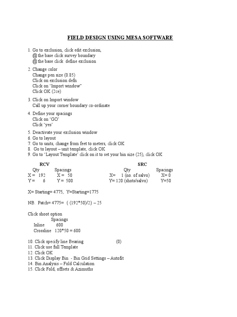 Generating a Field Design and Remaining Shots Using MESA Software | PDF ...